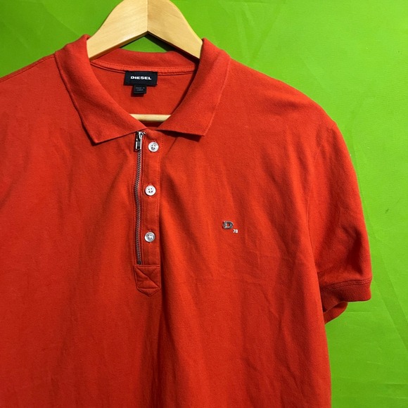 Diesel | Shirts | Large Diesel Mens Red Short Sleeve Quarter Zip Neck ...